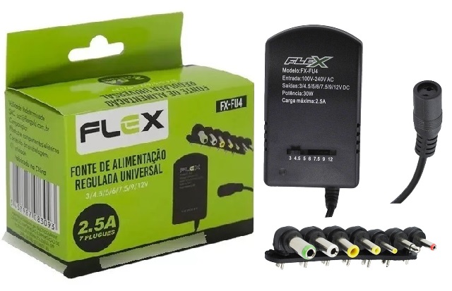 FONTE REGULAVEL 3,0V-12VDC/ 2,5AMP FLEX FX-FU4 - Beta Componentes ...
