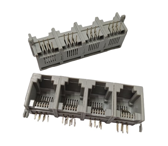 MODULAR JACK 6P6C PCI 90G QUADRUPLO - Beta Componentes Eletrônicos