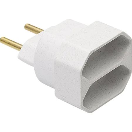 PLUG ADAPT 2P ABNT MACHO X 2P T FEMEA SLIM - Beta Componentes Eletrônicos