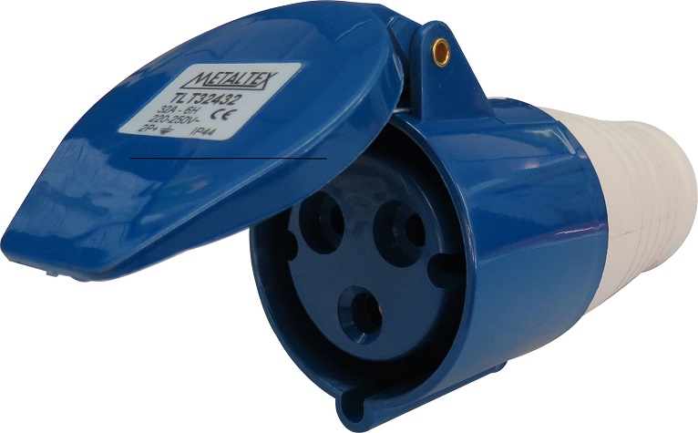 TOMADA PAINEL 32A 2P+E-6H AZUL TLR-32432 - Beta Componentes Eletrônicos