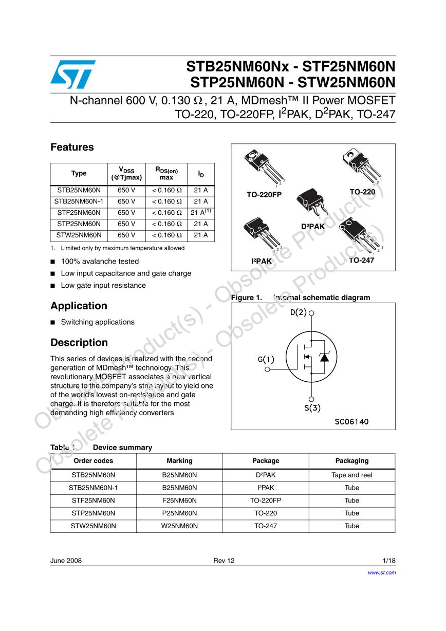 TRANSISTOR 25NM60 - TO 220 ISOLADO - Beta Componentes Eletrônicos