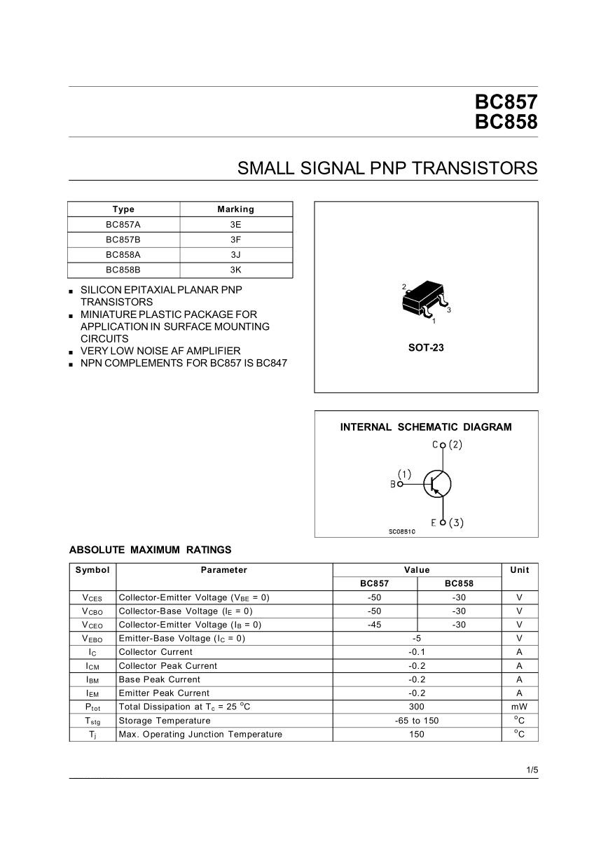 TRANSISTOR BC 857 SMD - Beta Componentes Eletrônicos
