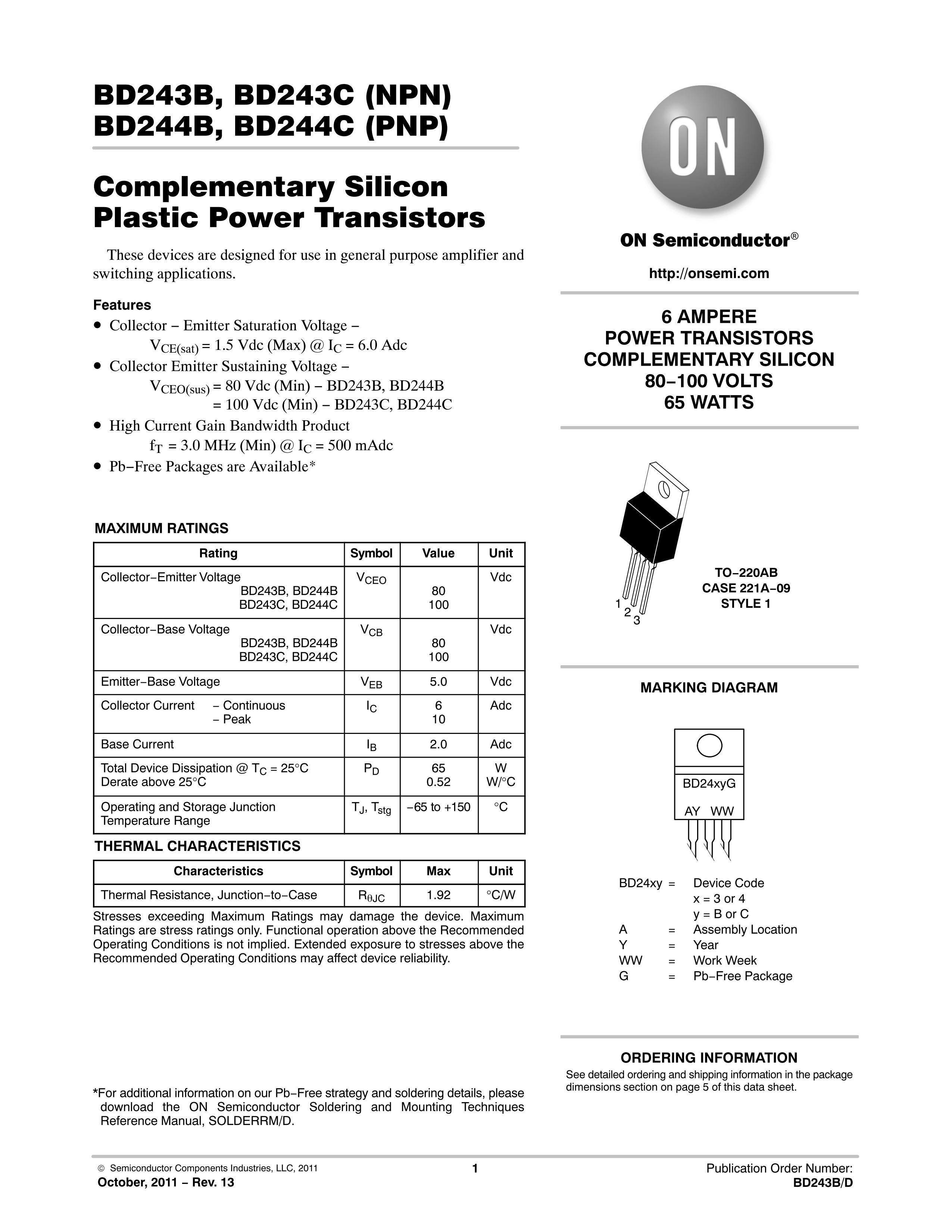 TRANSISTOR BD 243 C - Beta Componentes Eletrônicos