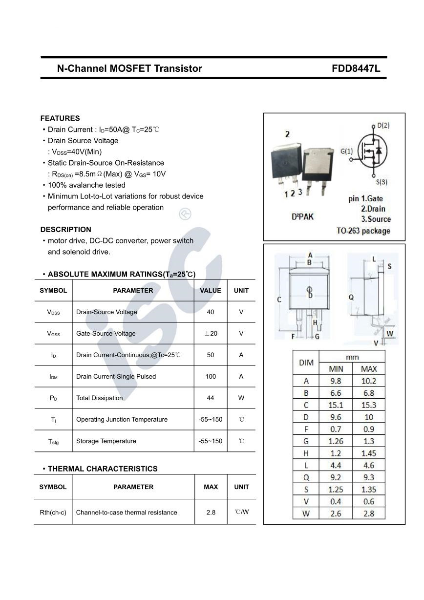 TRANSISTOR FDD 8447 SMD - Beta Componentes Eletrônicos