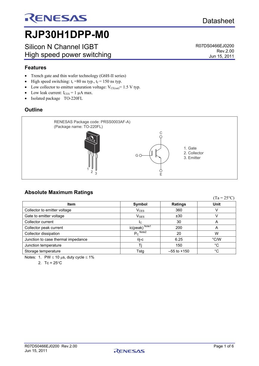 TRANSISTOR IGBT CANAL N RJP 30H2 - SMD - Beta Componentes Eletrônicos