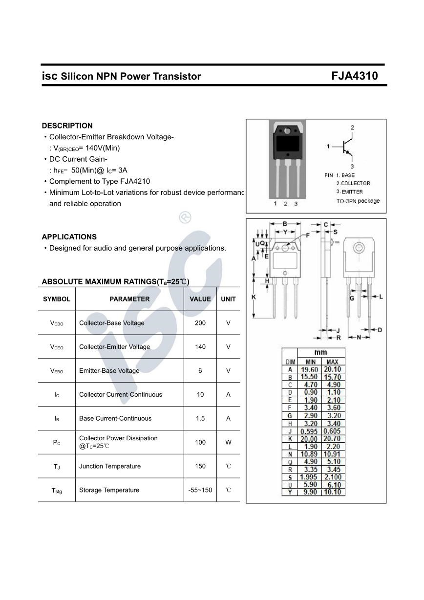 TRANSISTOR J 4310 - Beta Componentes Eletrônicos