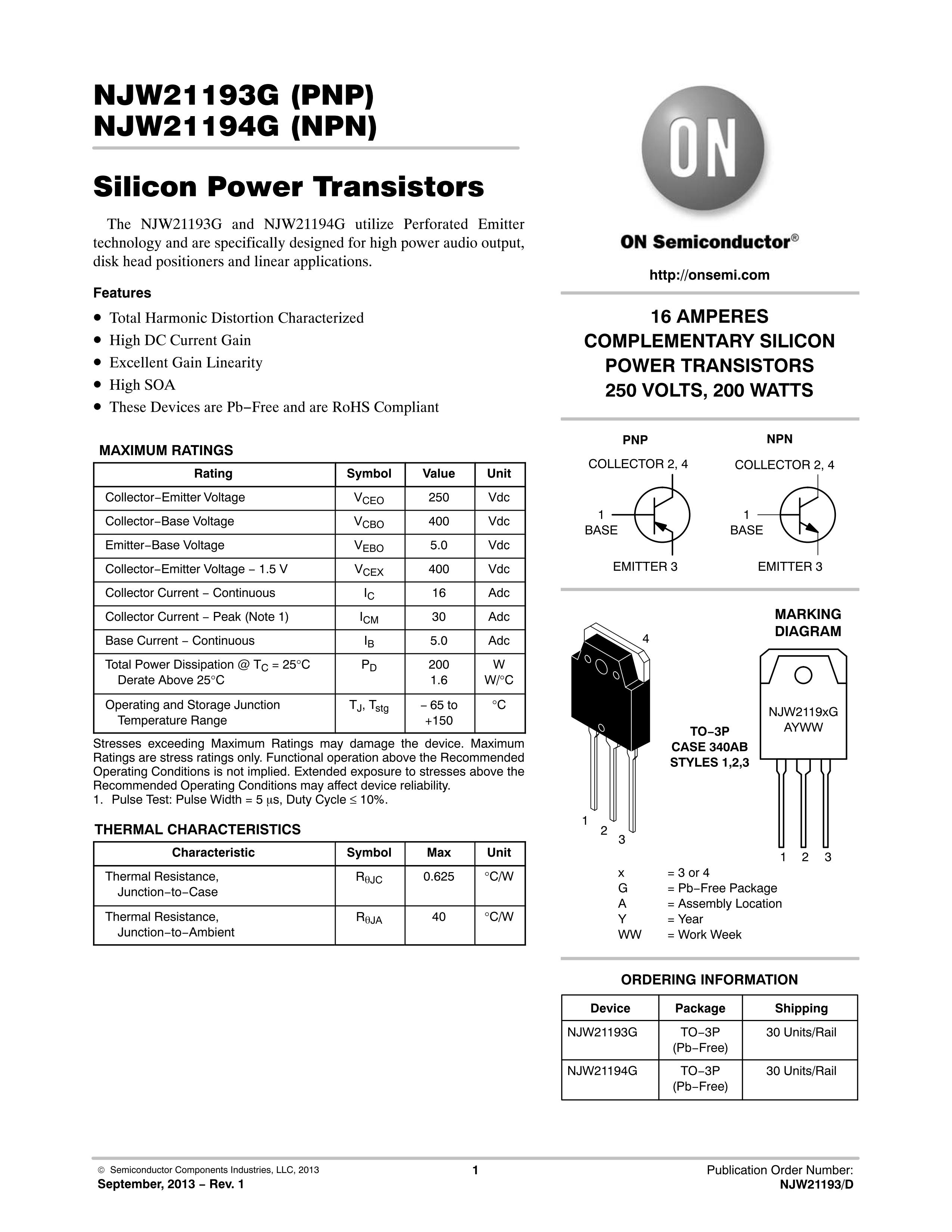 TRANSISTOR MJL 21193 - TO247 - Beta Componentes Eletrônicos