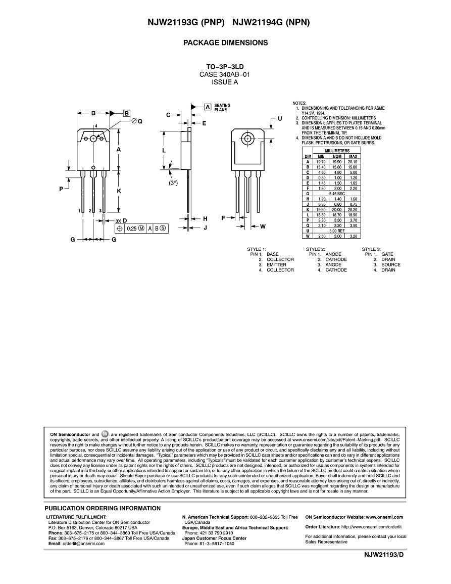 TRANSISTOR NJW 21194 - TO-3P ORIGINAL - Beta Componentes Eletrônicos