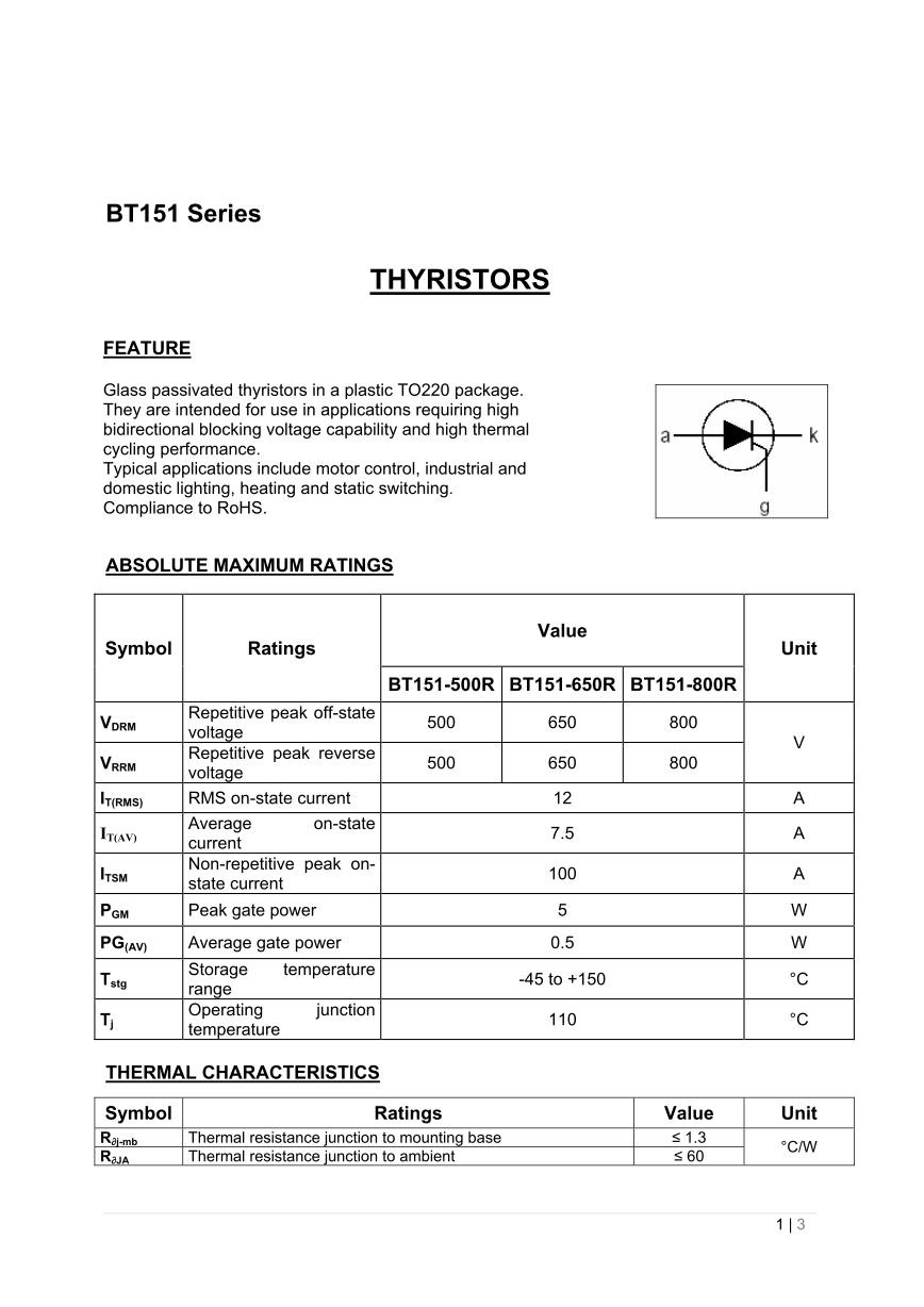 TRANSISTOR TRIAC BT151-850 - ISOLADO - Beta Componentes Eletrônicos